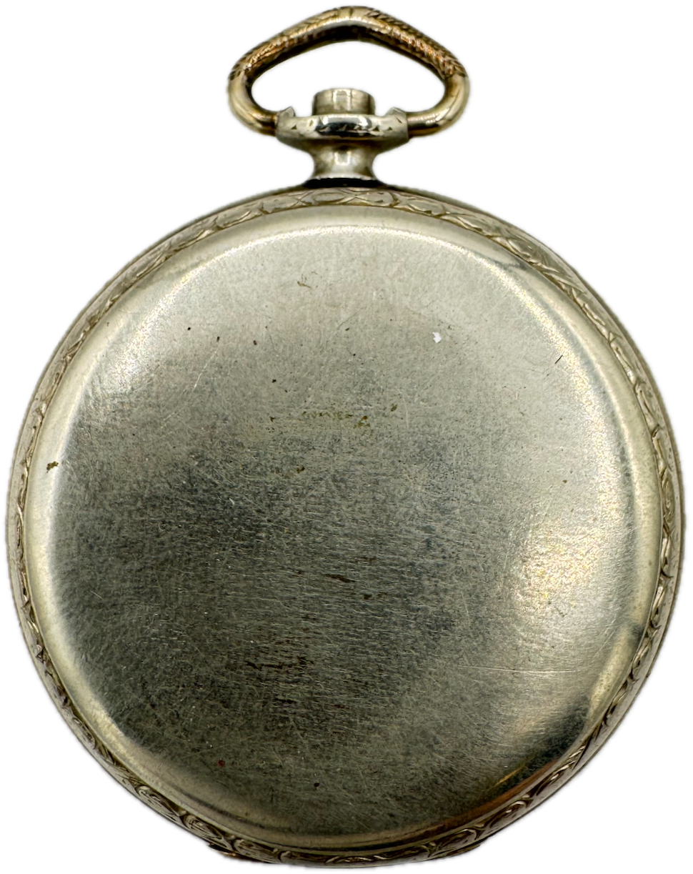 Antique 12s Supreme I.W.C Open Face Pocket Watch Case NickelEngraved U ...
