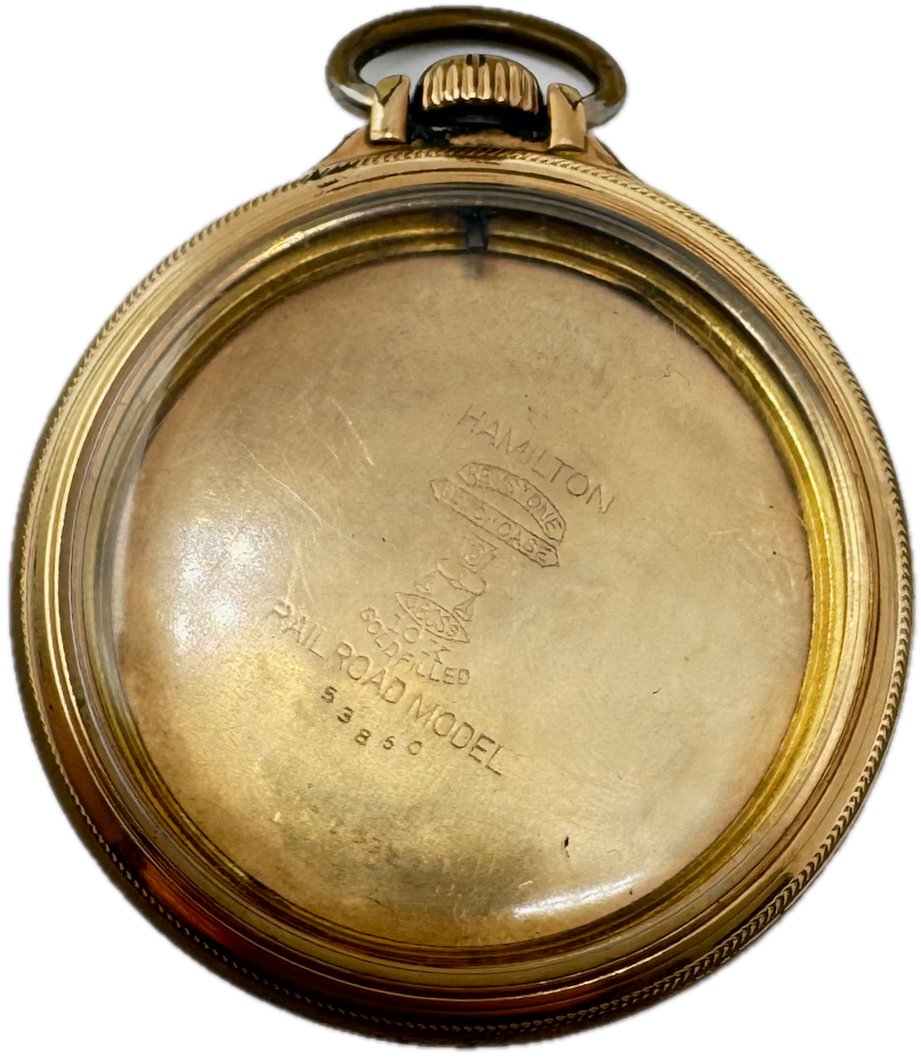 Antique 16s Keystone Hamilton Open Face Railroad Pocket Watch Case Eng ...