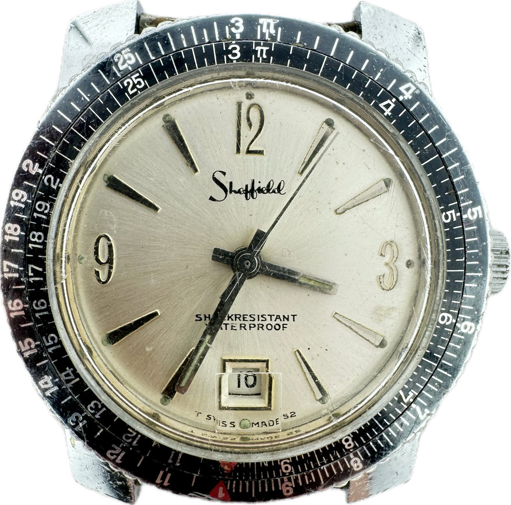 Vintage 39mm Sheffield Slide Rule Men's Mechanical Wristwatch 8800 Swi ...