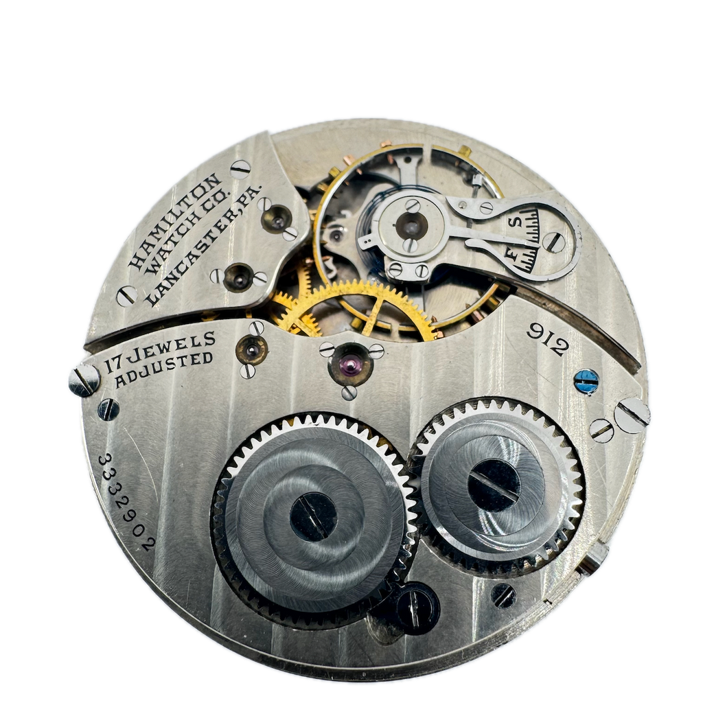Antique 12S Hamilton Mechanical Open Face Pocket Watch Movement 912 Go ...