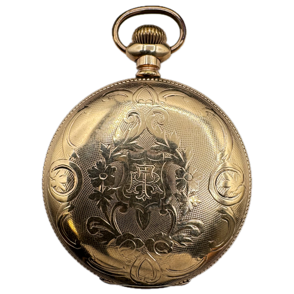 Antique 6s Keystone Hunter Pocket Watch Case 20 Year GF Beaded w/Elgin ...