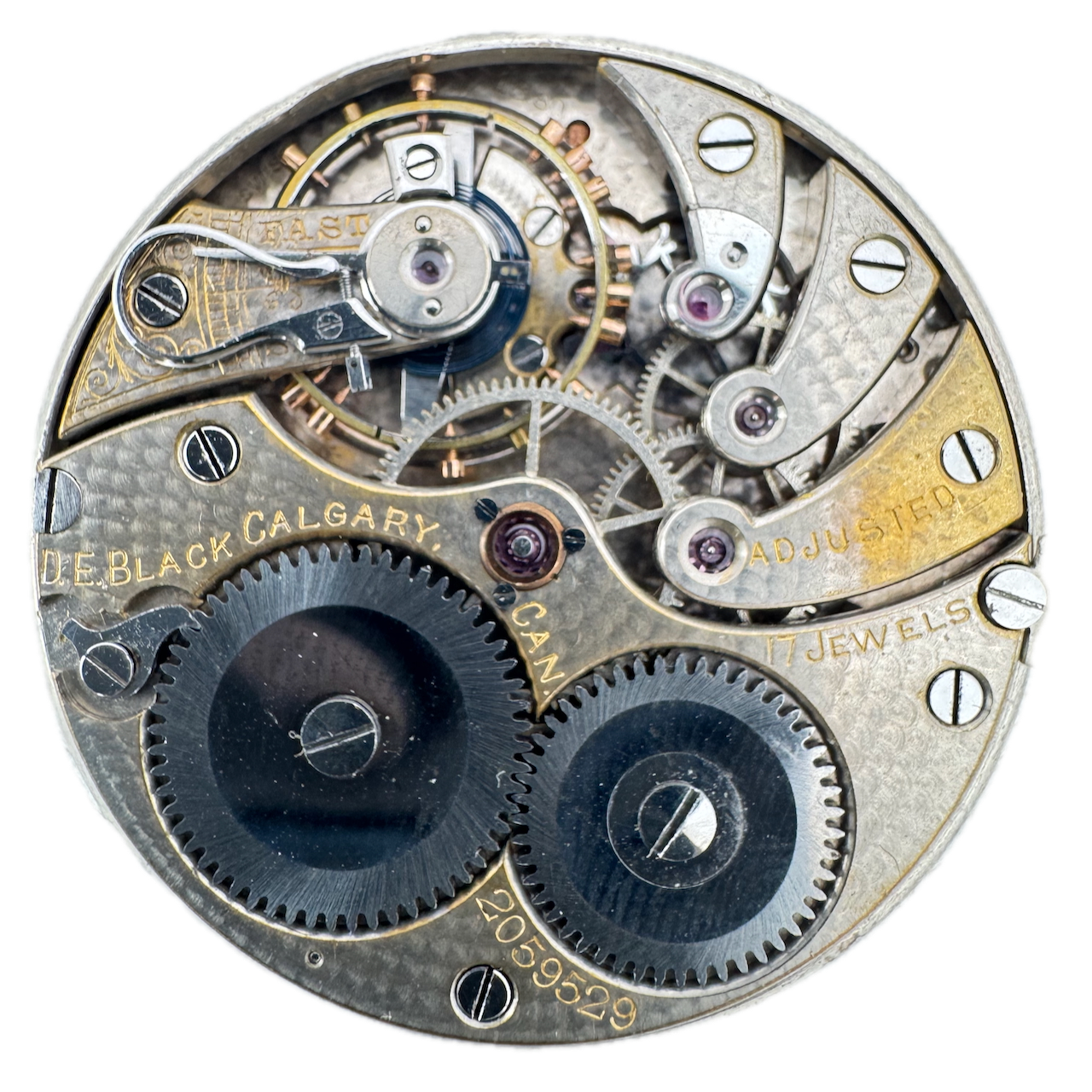 Antique 12s D.E. Black 17 Jewel Mechanical Pocket Watch Movement Longi ...