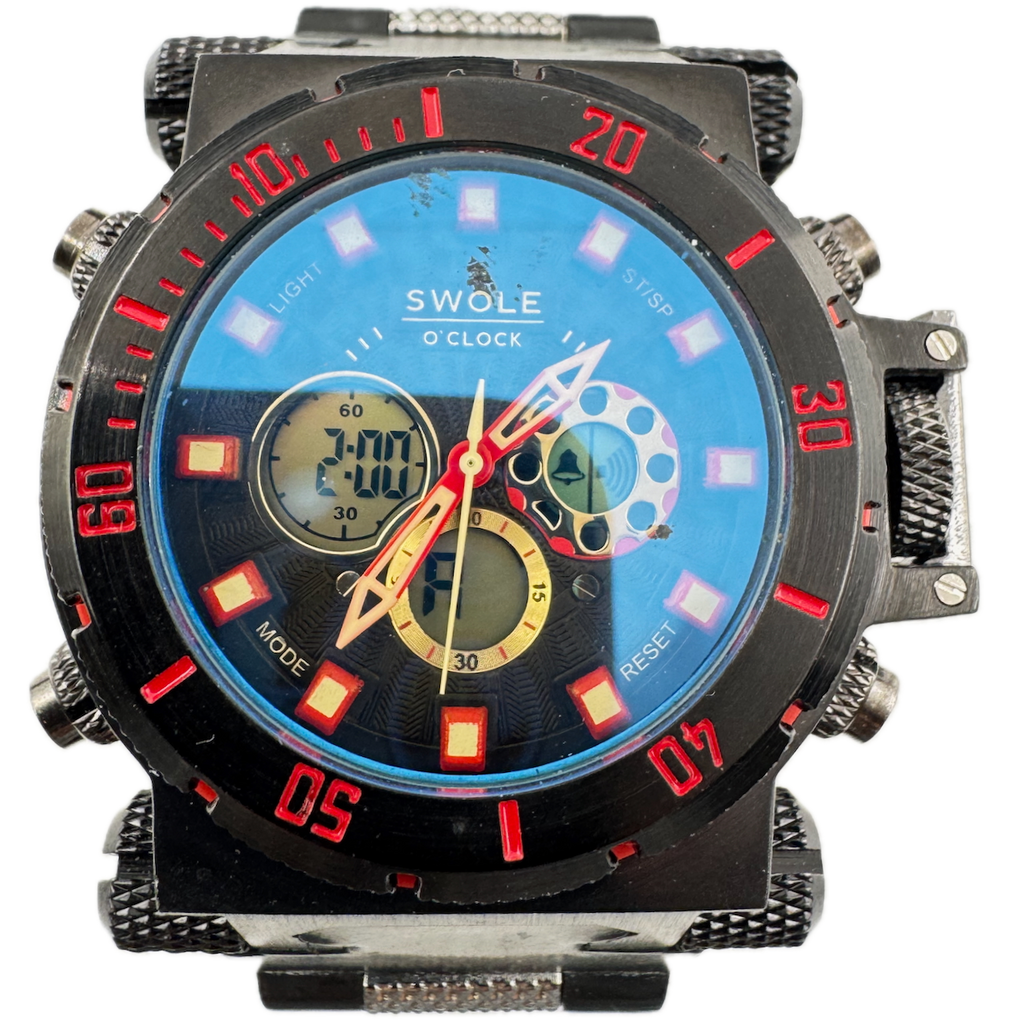 Vintage Swole O Clock Diver Men's Quartz Chronograph Wristwatch Steel ...