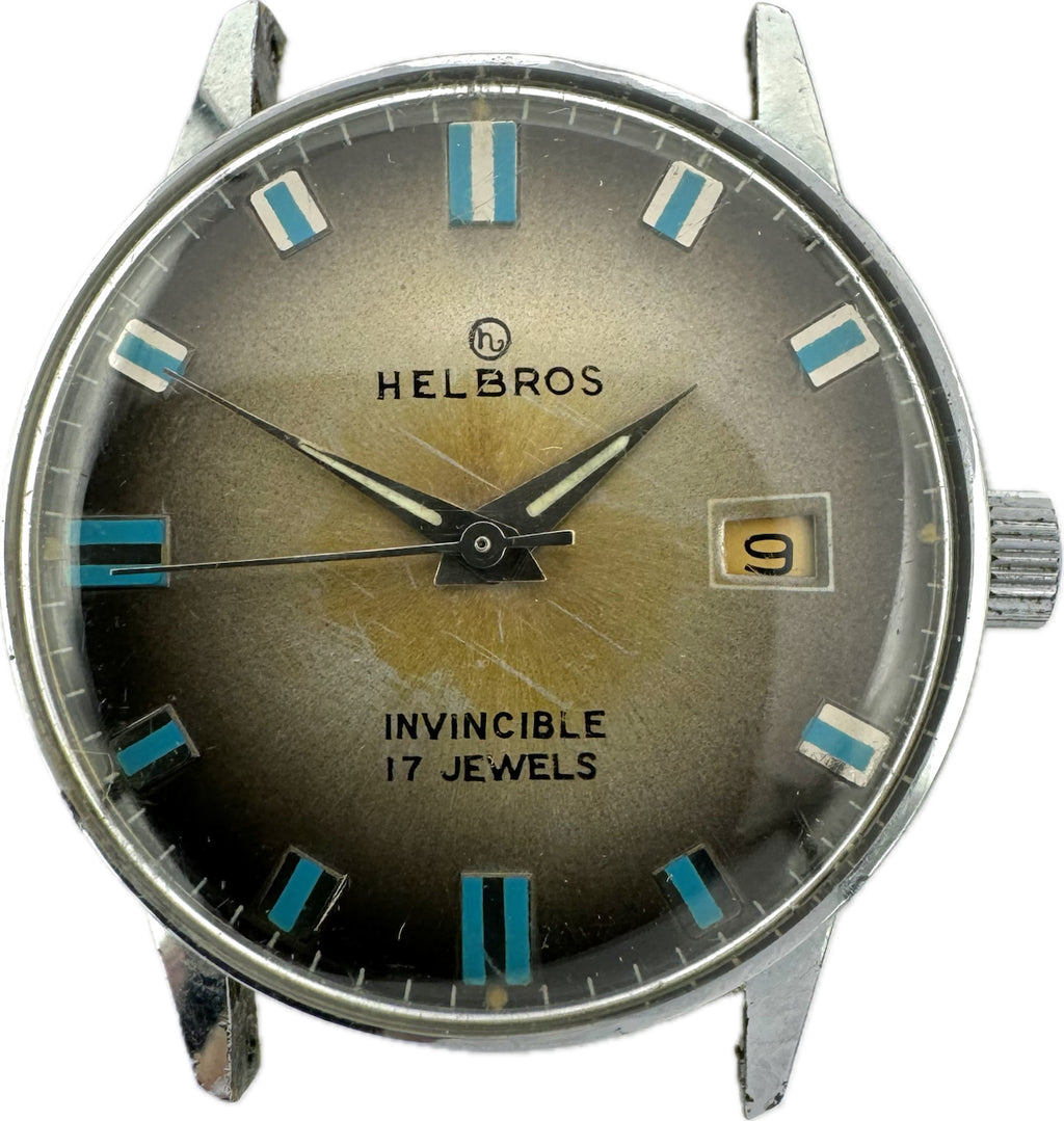 Vintage Helbros Invincible w Blue Indices Men's Mechanical Wristwatch ...