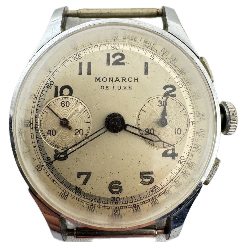 Vintage Monarch De Luxe Men's Chronograph Wristwatch Landeron 48 Steel ...