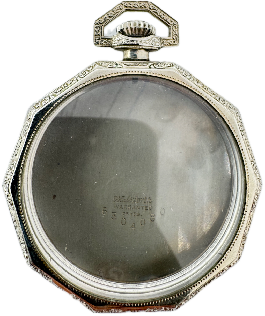 Antique 12s Wadsworth Open Face Pocket Watch Case 25 Year White GF Oct ...