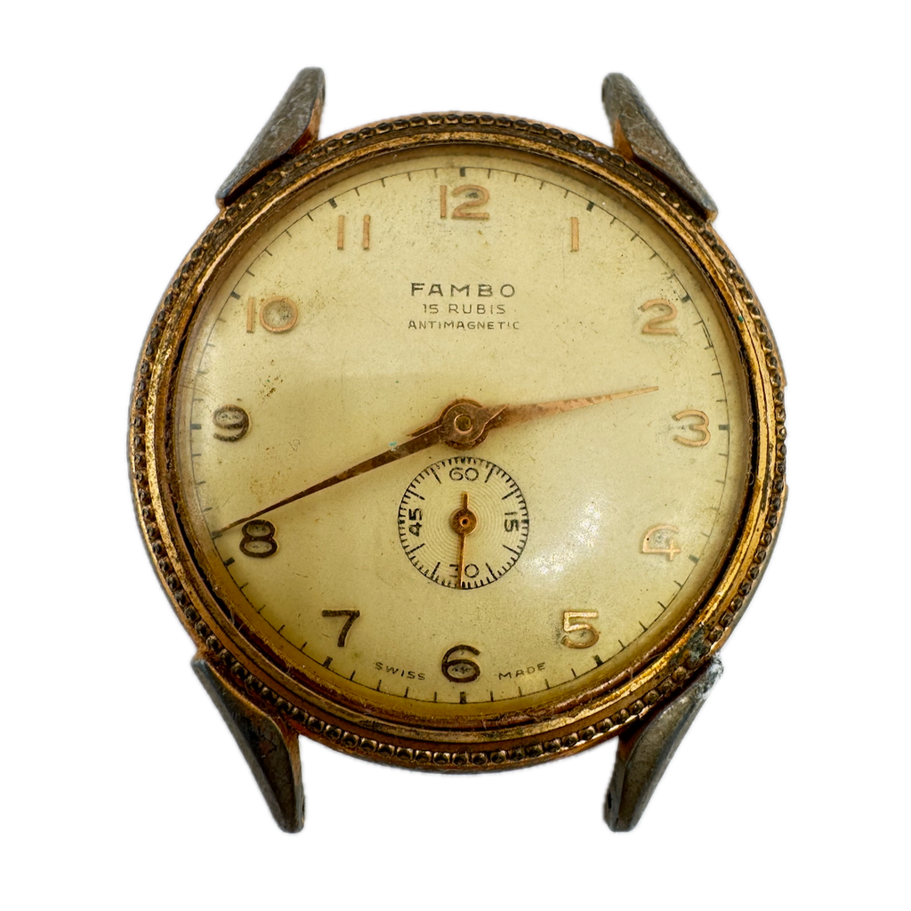 Vintage 38mm Fambo 631 Oversized Men's Mechanical Wristwatch Swiss Gol ...