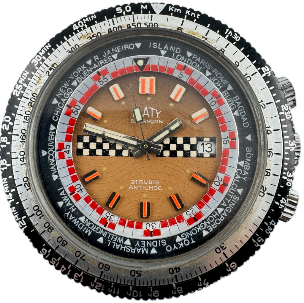 Vintage Maty Besancon Rally World Timer Men's Automatic Wristwatch Swi ...