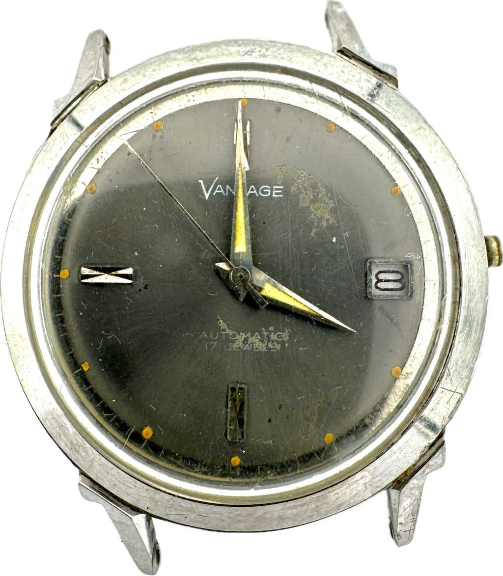 Vintage Vantage Date Men's Automatic Wristwatch ST 173 Steel w Gray Di ...