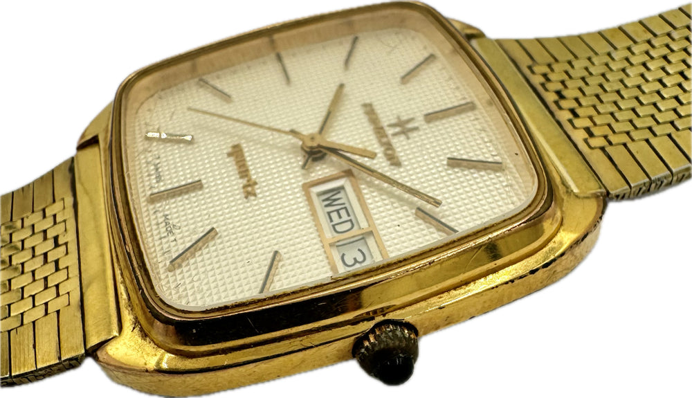 Vintage Hamilton 746003-14 Day Date Men's Quartz Wristwatch Swiss Gold ...