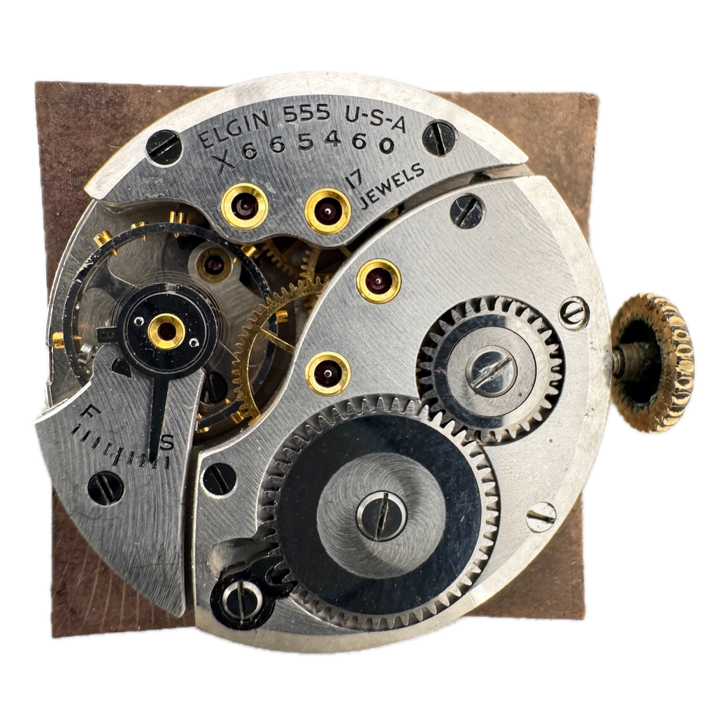 Vintage Elgin 555 DeLuxe 17 Jewel Mechanical Men's Wristwatch Movement ...