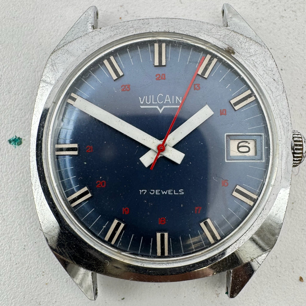 Vintage 34mm Vulcain Blue Sunburst Men's Mechanical Wristwatch 1802/03 ...