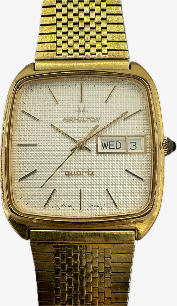 Vintage Hamilton 746003-14 Day Date Men's Quartz Wristwatch Swiss Gold ...