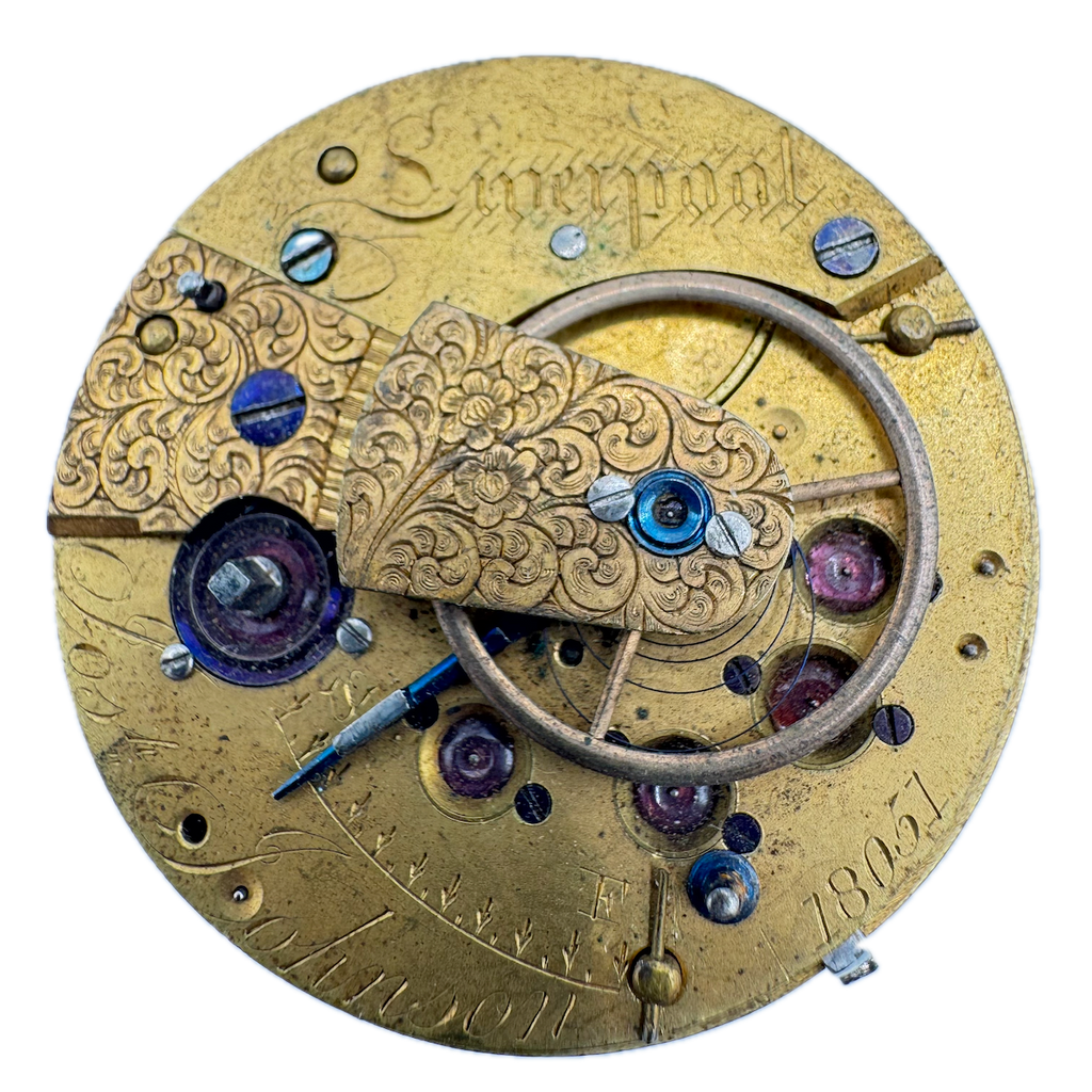 Antique Joseph Johnson Liverpool Key Wind Fusee Pocket Watch Movement ...