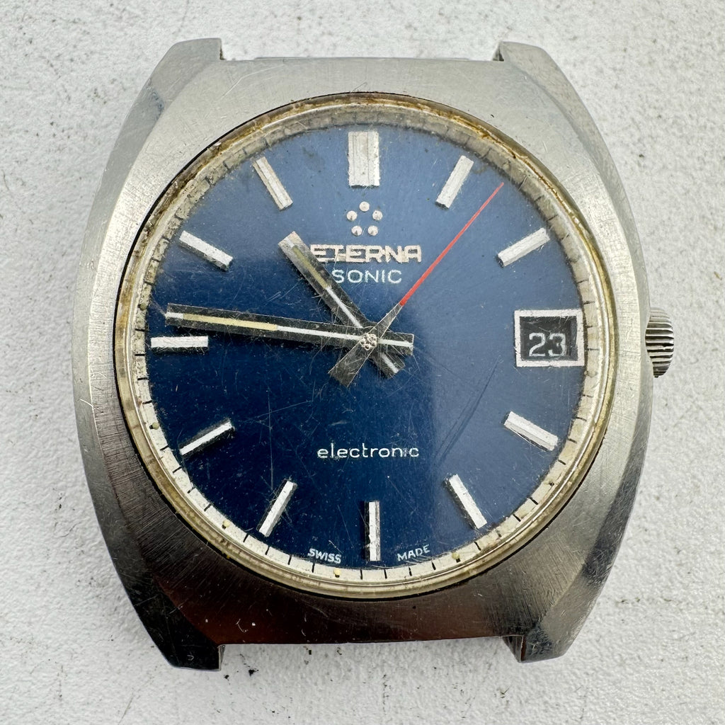 Vintage Eterna Sonic Blue Sunburst Men's Tuning Fork Wristwatch ESA 91 ...